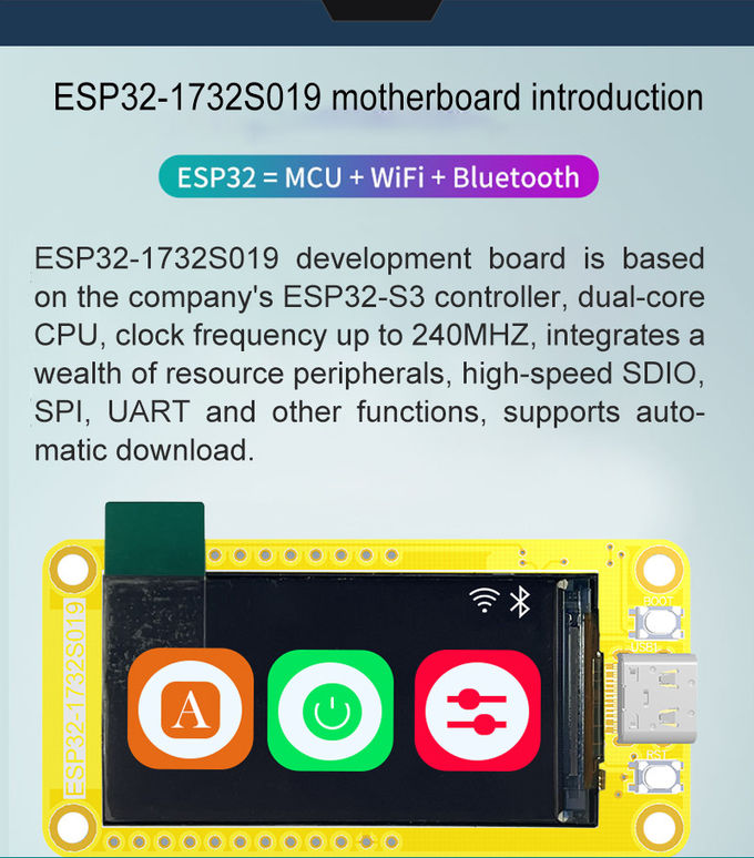 19 Inch Esp32 Display Module 170x320 Ips Lcd Display Module Lvgl Wifi