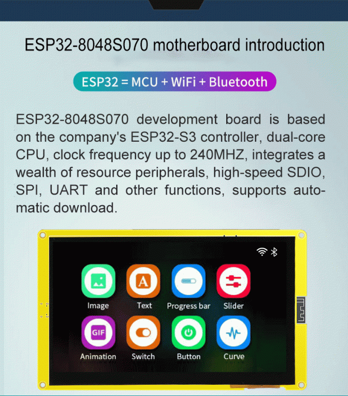Resistive Touch Esp32 Display Module 7 0 Inch Tft Lcd Support Wifi