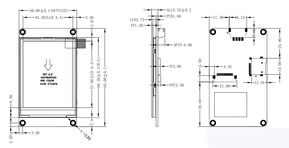 Flash 8MB HMI Display Module RGB 65K 2.8 Inch Lcd Display Code Free Font Image