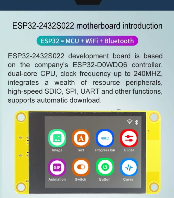 2.2Inch ESP32 Display Module Lightweight Design for Improved Efficiency