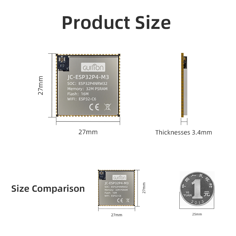 JC-ESP32P4-M3-C6 Silver Gray ESP32 Display Unit 3.3V Operating Voltage for Business Solutions