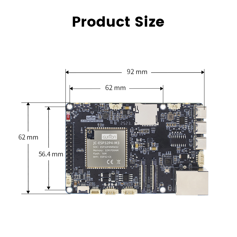 JC-ESP32P4-M3-DEV Versatile ESP32 Display Module with CSI/DSI/USB2.0 Interfaces and 5V Operating ...